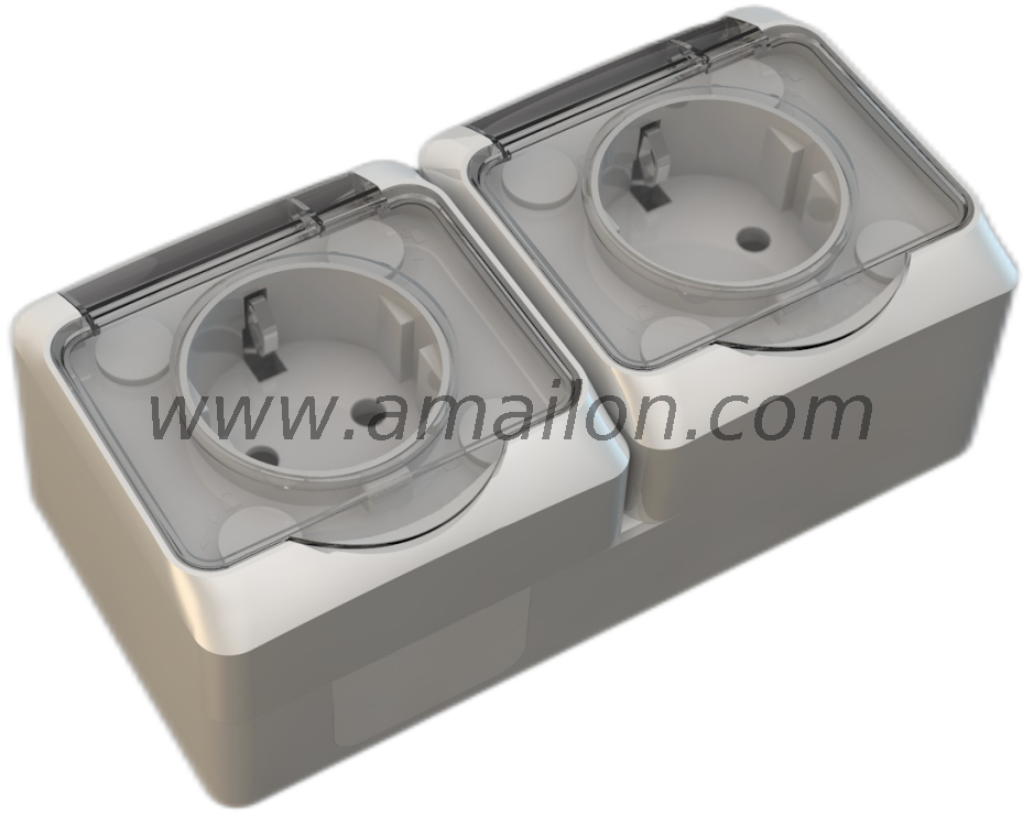 2 Gang IP54 WaterProof 2P+T Socket Outlet - Buy 2Gang IP54 double water ...